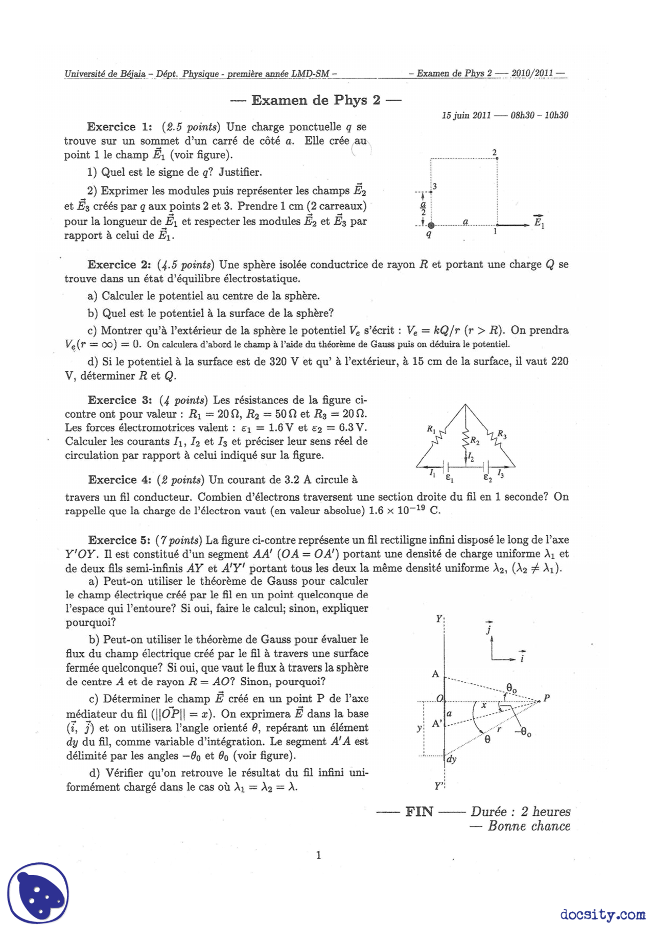 Examen Sur Les Sciences Physiques Docsity
