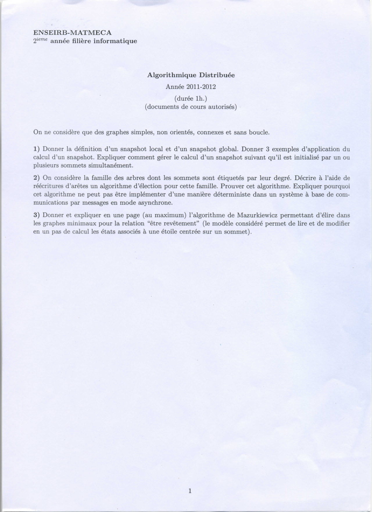 Exercices Sur Lalgorithmique Distribuée 7 Docsity