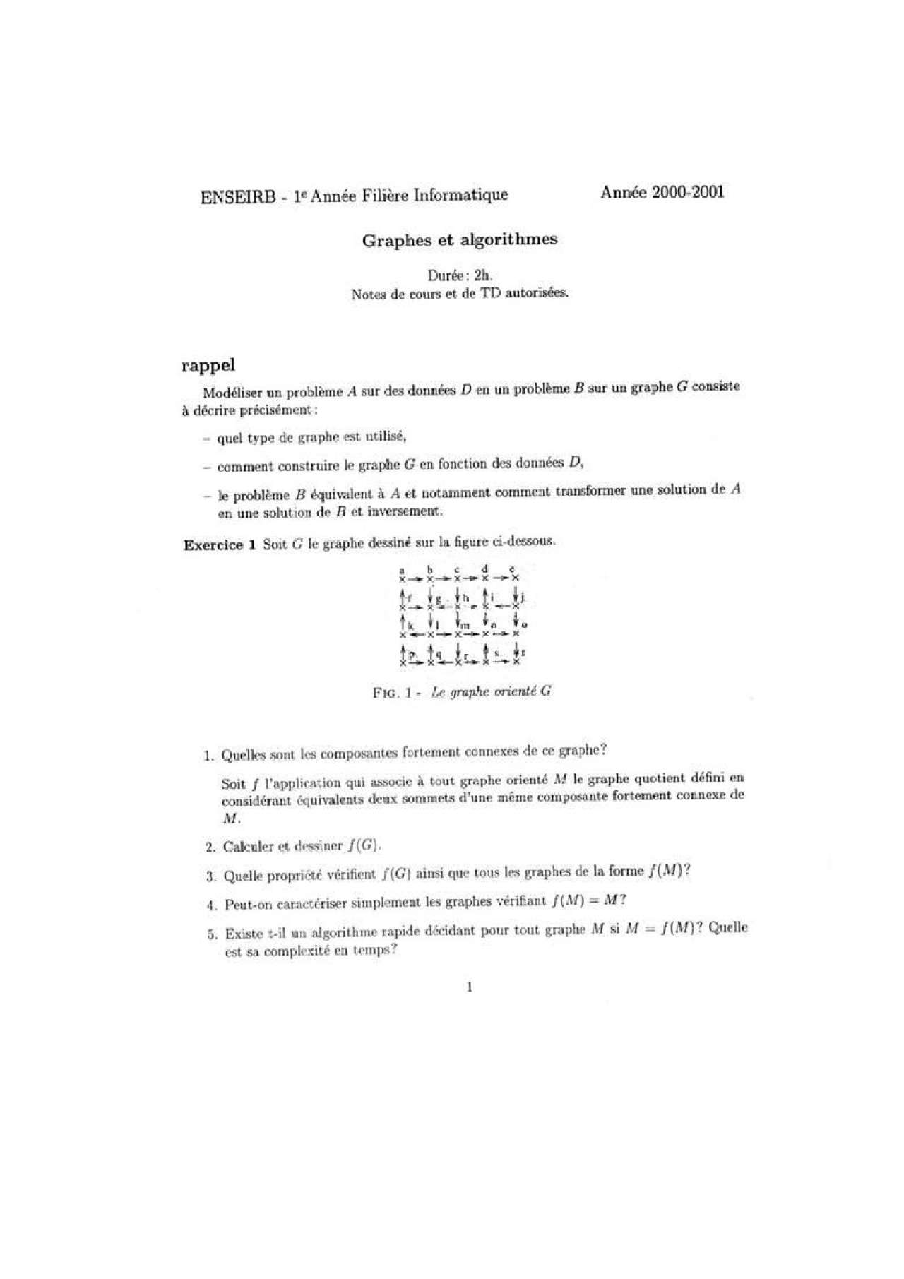 Exercices sur les graphes et les algorithmes - Docsity