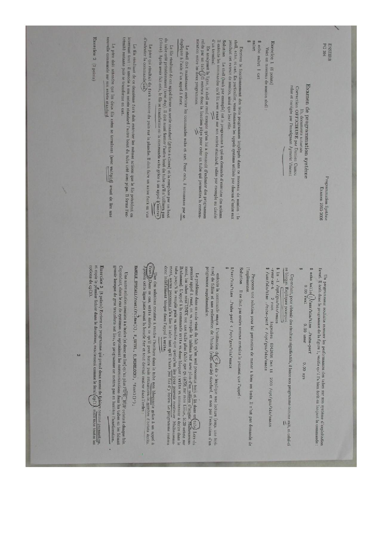 Exercices sur la programmation du système - correction - Docsity