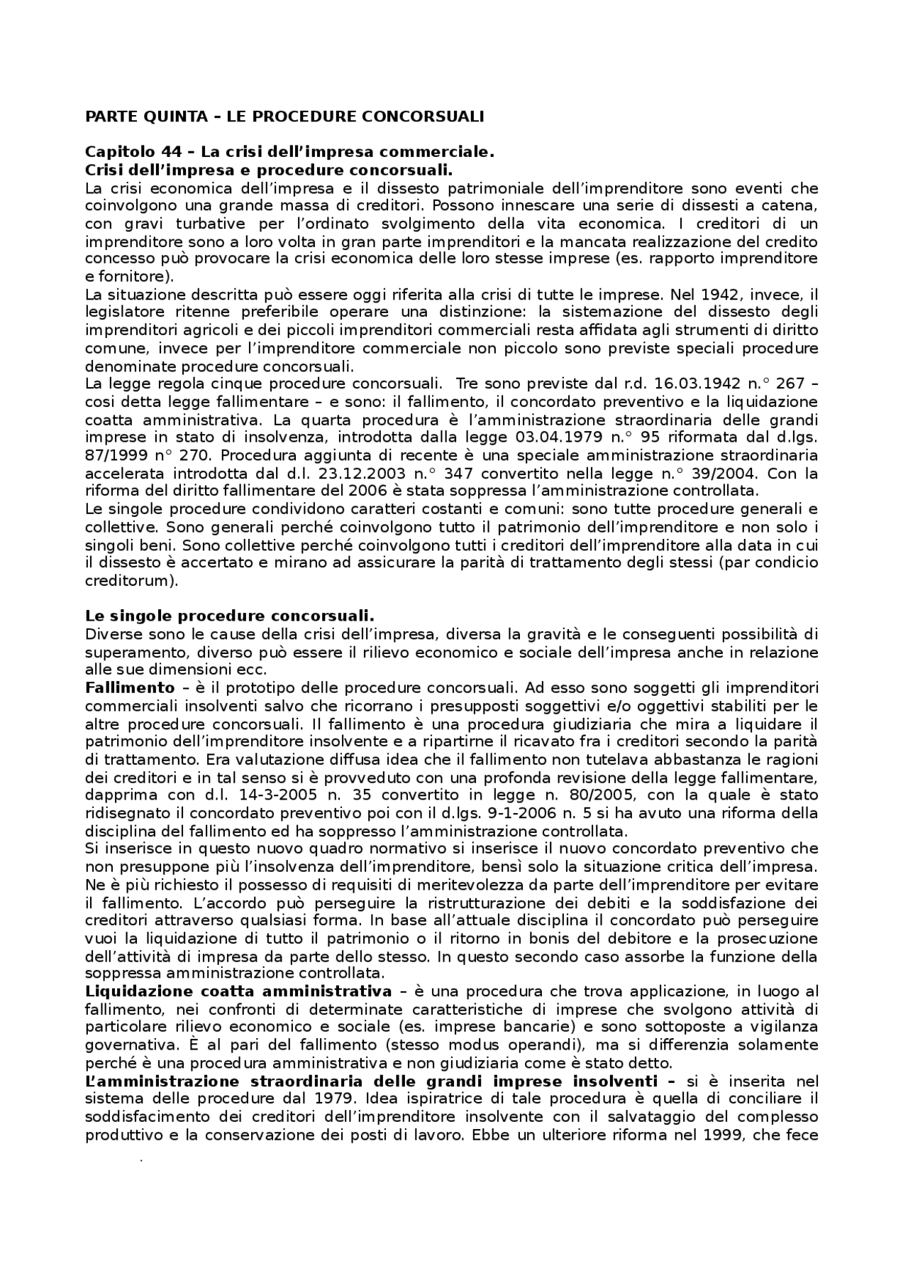 Procedure Concorsuali Docsity