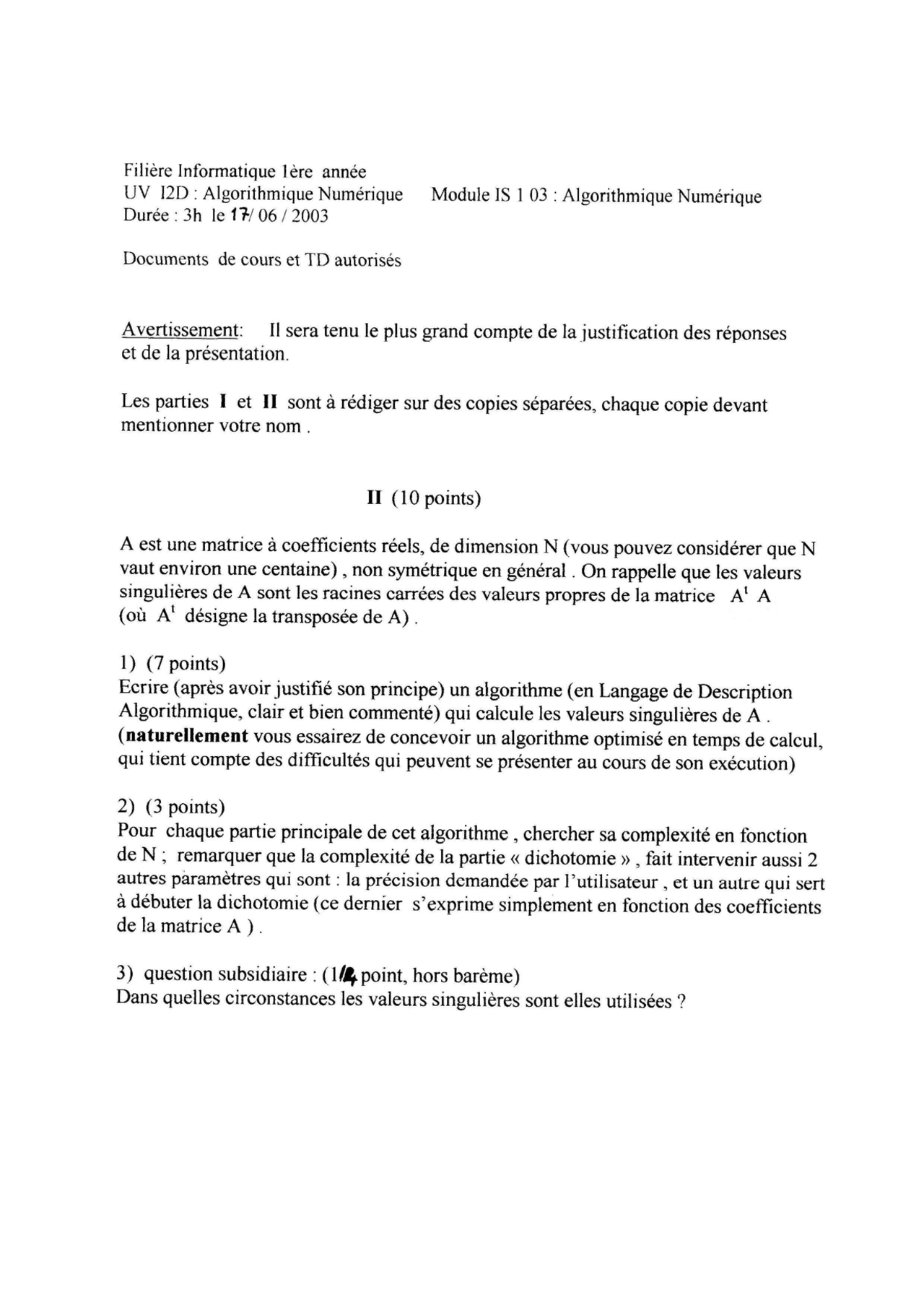 Exercices Sur Lalgorithmique Numérique 3 Docsity