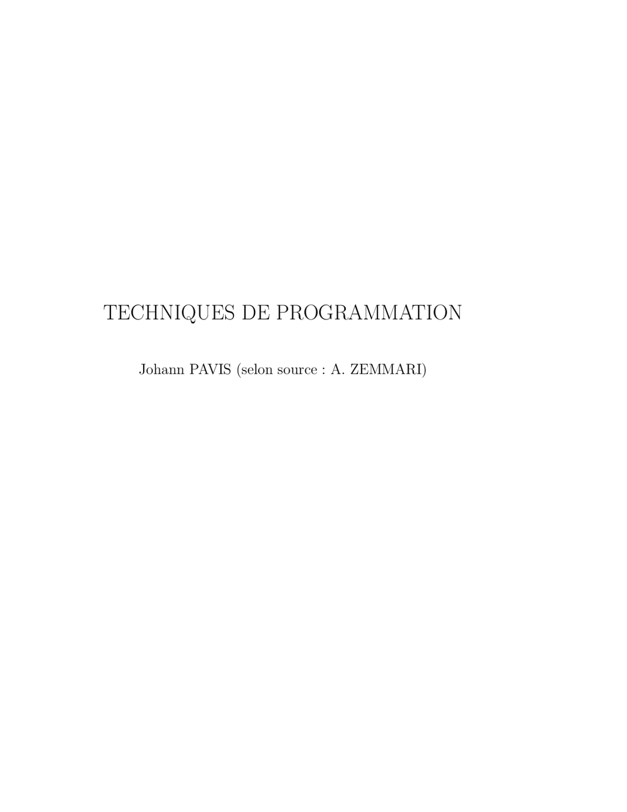 Notes Sur Les Techniques De Programmation Docsity
