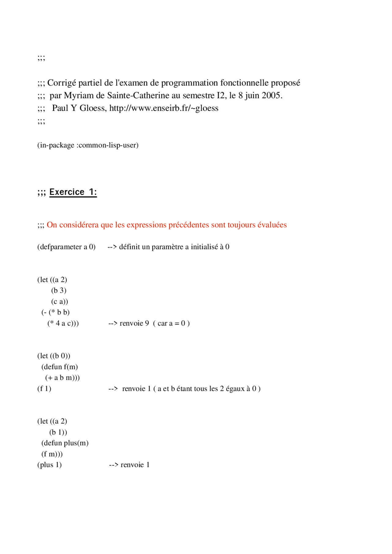Correction De Programmation Fonctionnelle Docsity