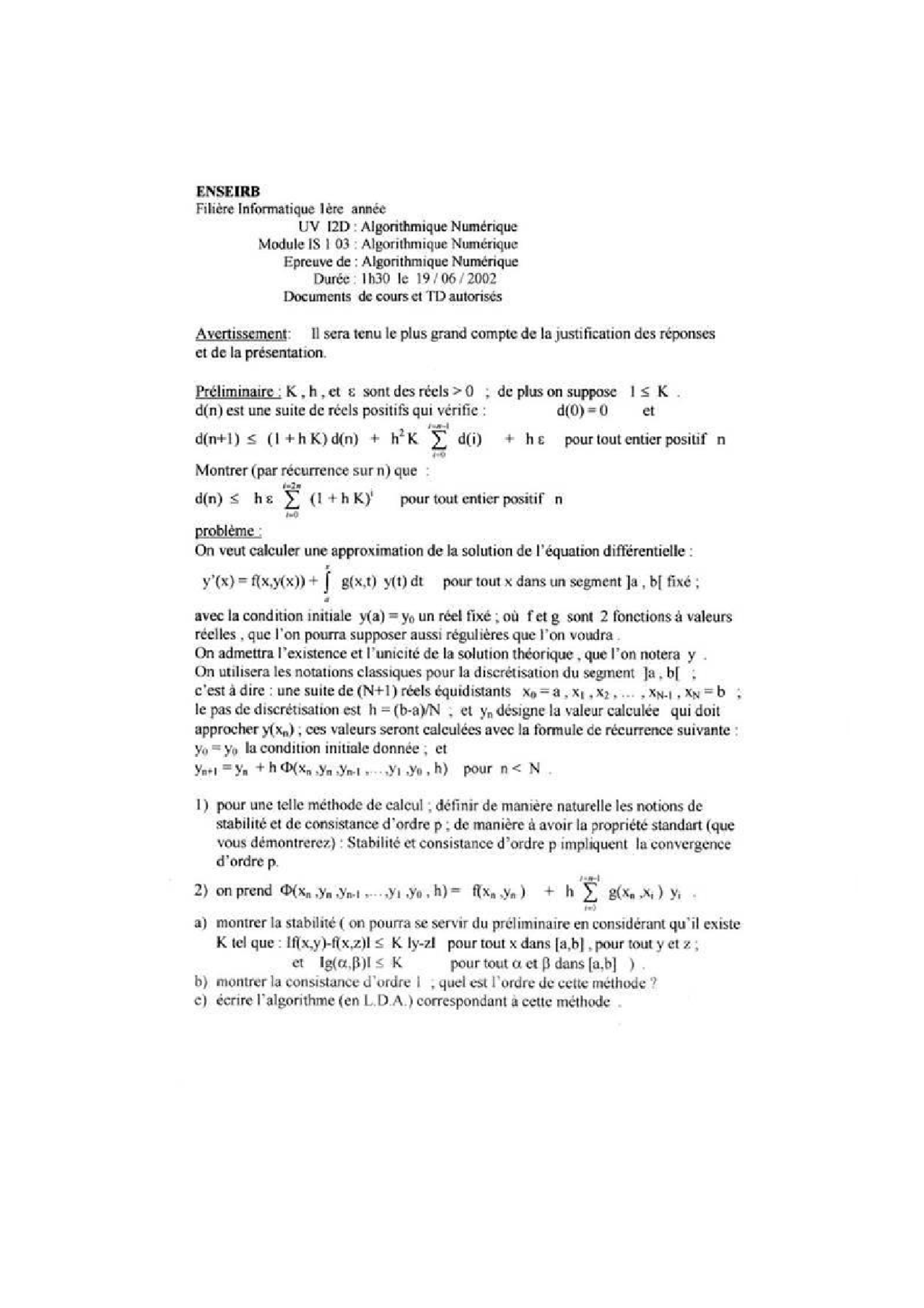 Exercices Sur Lalgorithmique Numérique Docsity