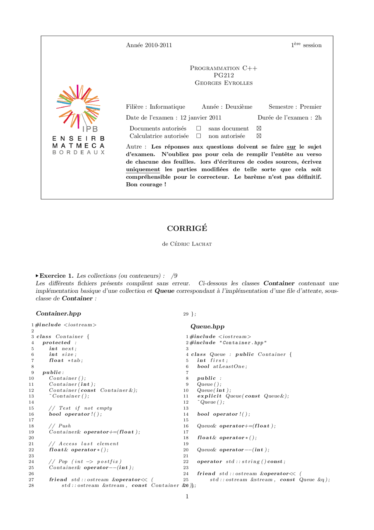 Exercices Sur La Programmation En C Correction Docsity