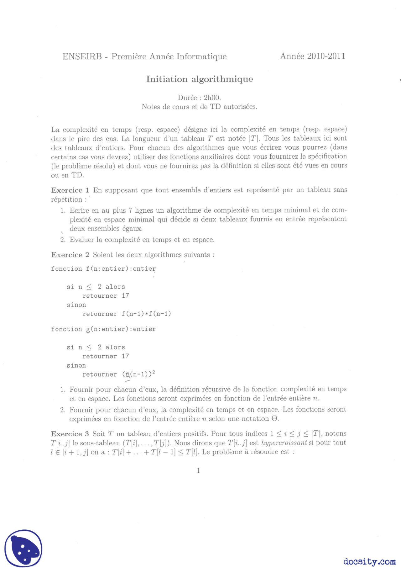 Exercices Sur Linitiation Algorithmique 5 Exercices Informations