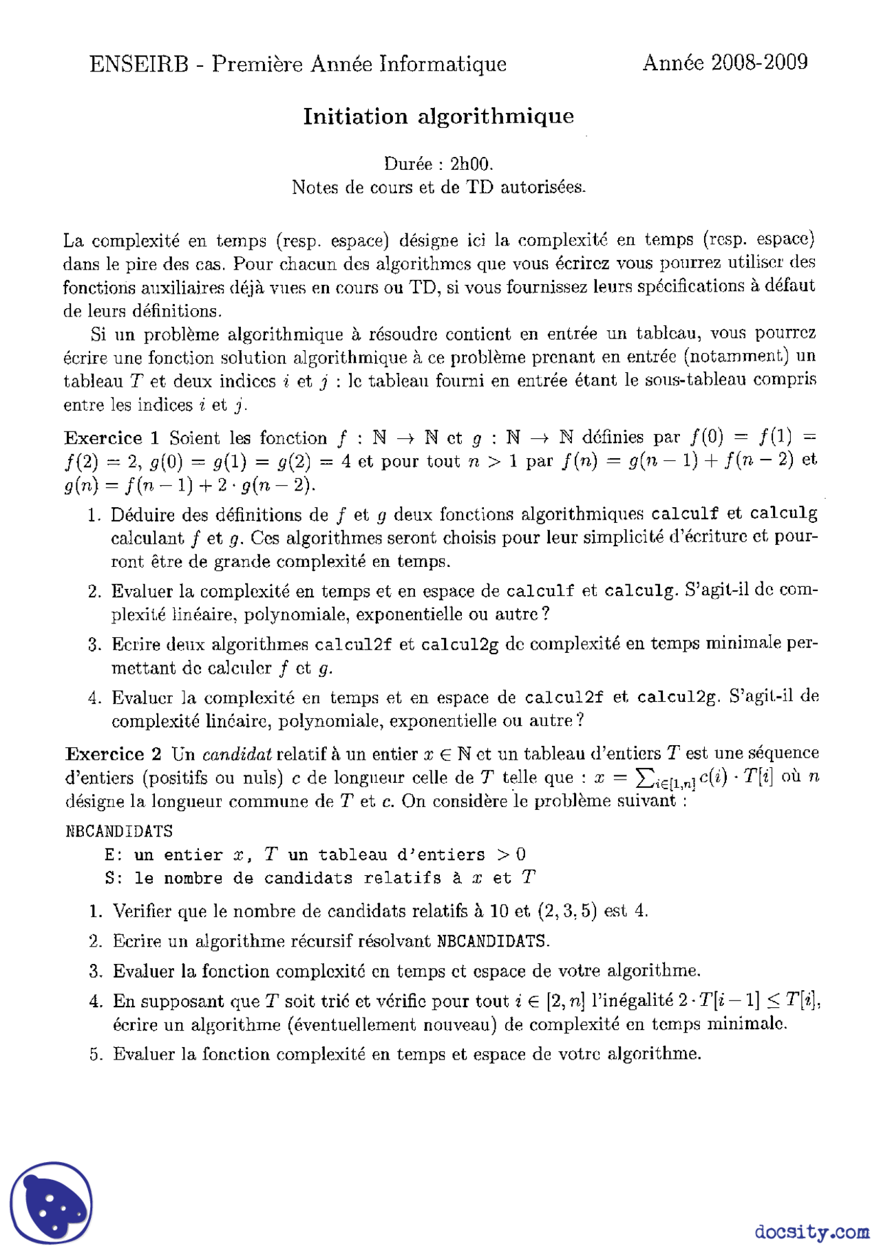 Exercices Sur Linitiation Algorithmique 7 Exercices Informations