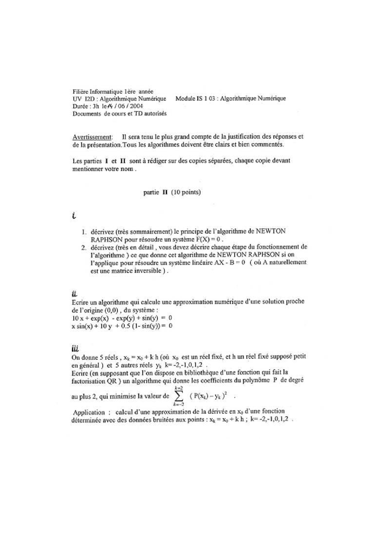 Exercices Sur Lalgorithmique Numérique 4 Docsity