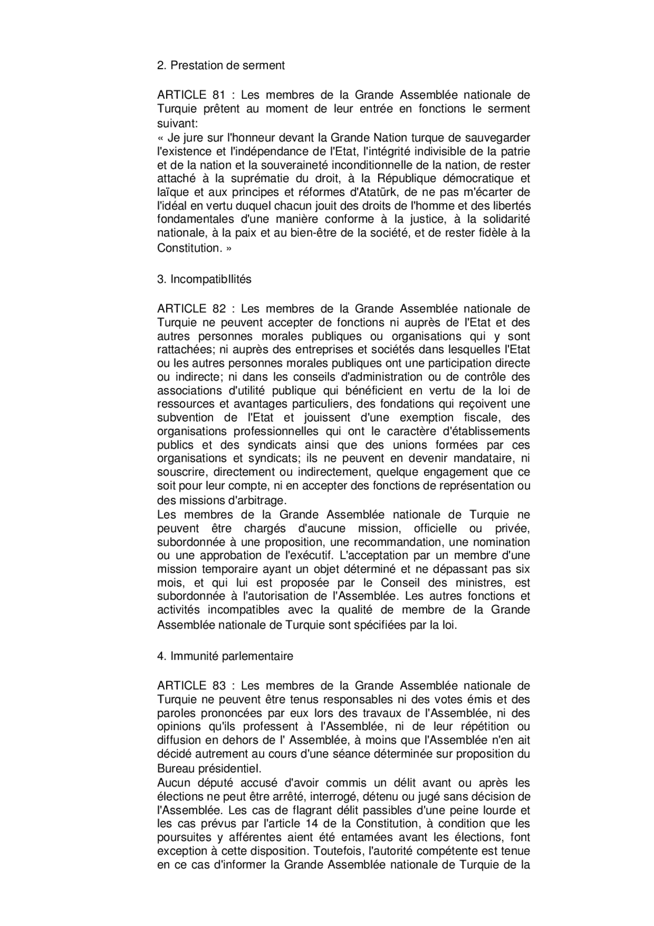Notes sur la constitution de la République turque - 2° partie - Docsity