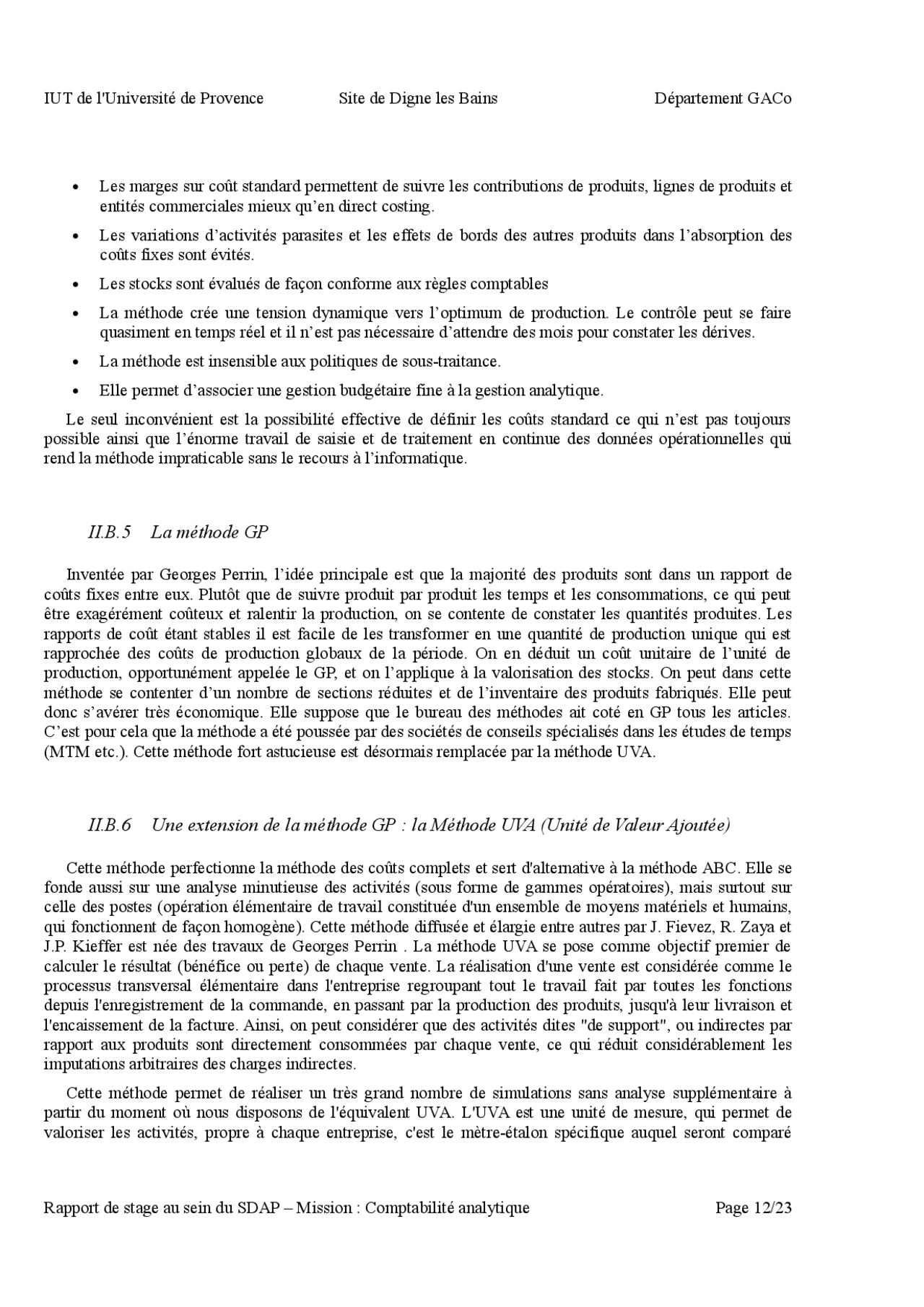 Notes Sur Les Principes De La Comptabilité Analytique 2° Partie Docsity