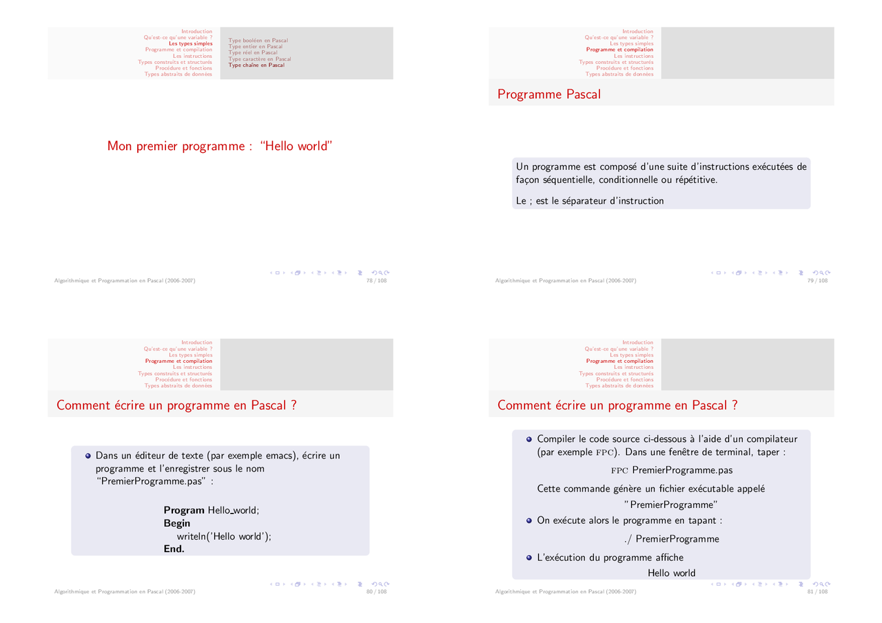 Notes Sur Le Programme Pascal Docsity