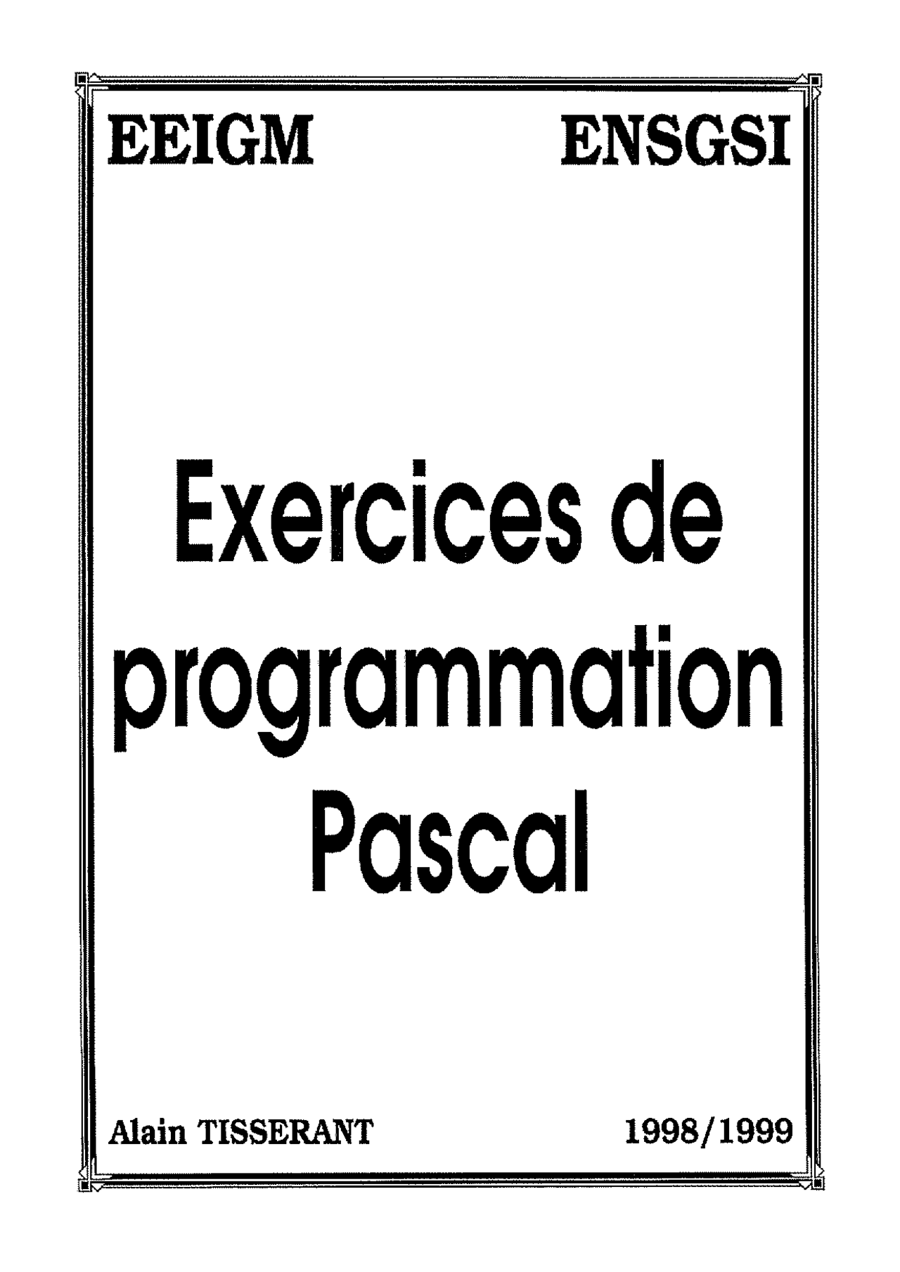 Exercices De Programmation Pascal 1° Partie Docsity
