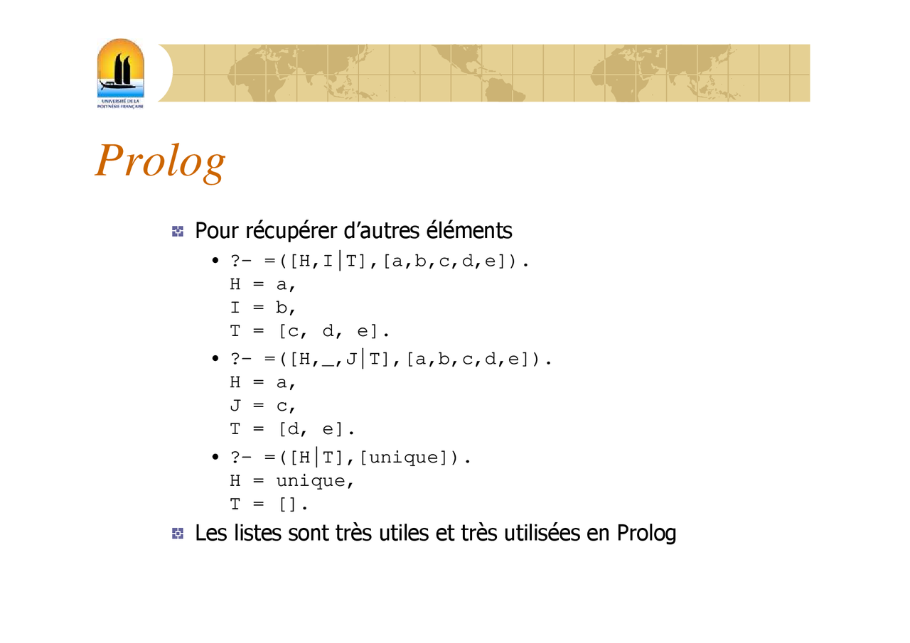 Notes Sur La Programmation Logique Et Fonctionnelle 3° Partie Docsity