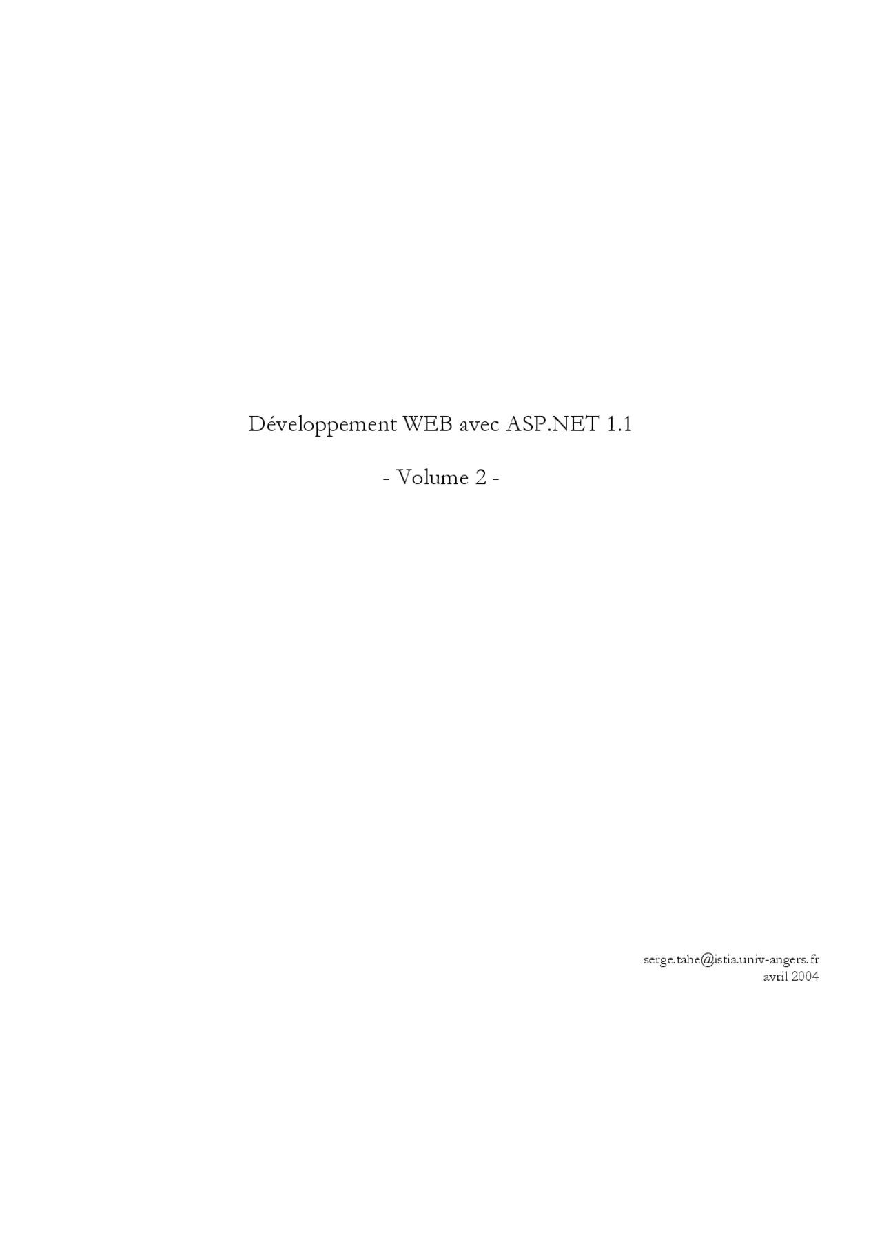Notes Sur Le Développement Web Avec Aspnet 11 1° Partie Notes
