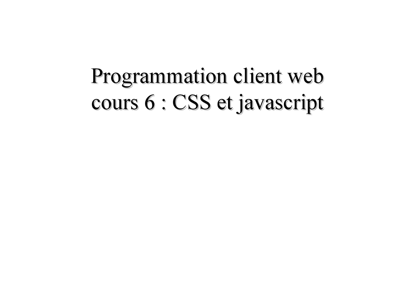 Notes Sur La Programmation Client Web Css Et Javascript Docsity
