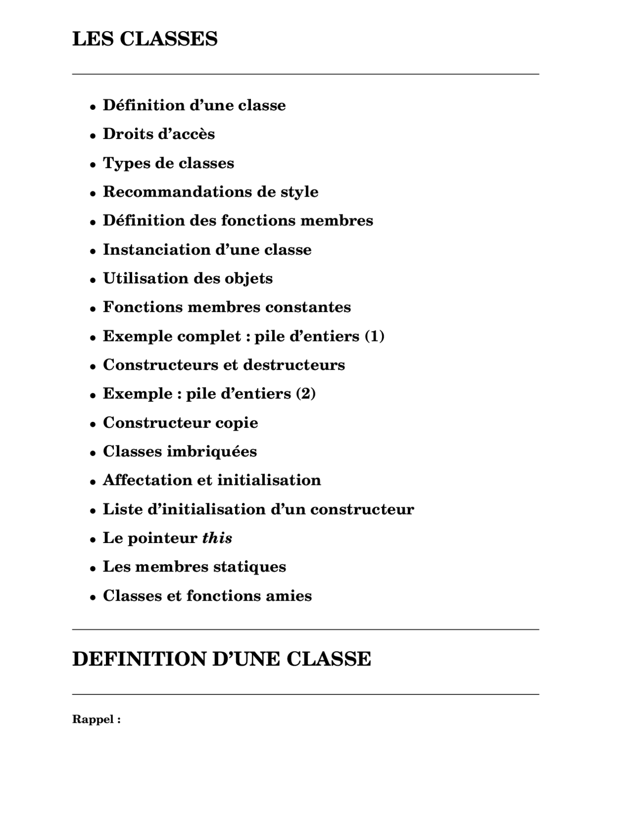 Notes Sur Les Classes 1° Partie Docsity