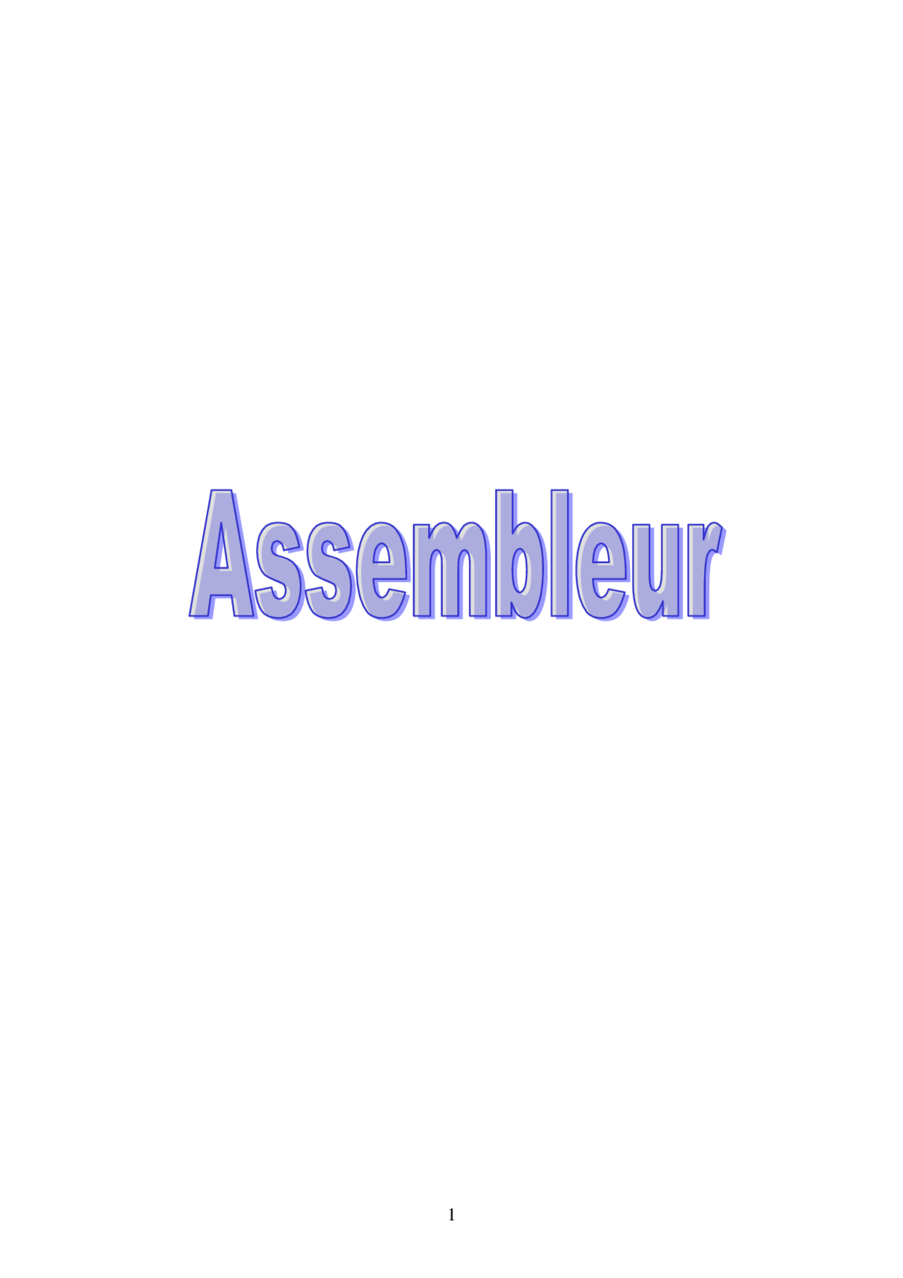 Notes sur le thème de l'assembleur - 1° partie - Docsity