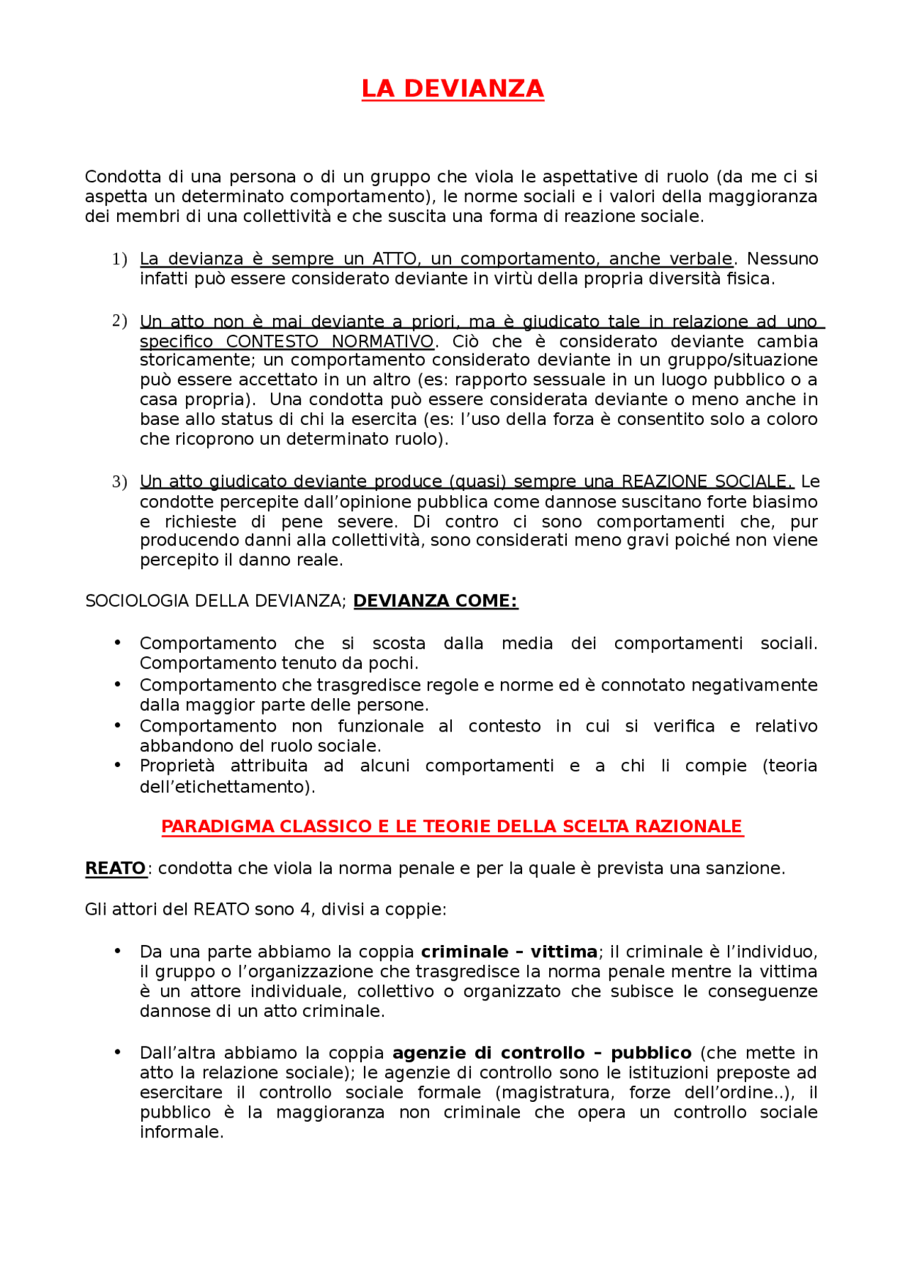 La Devianza Appunti Di Sociologia Docsity