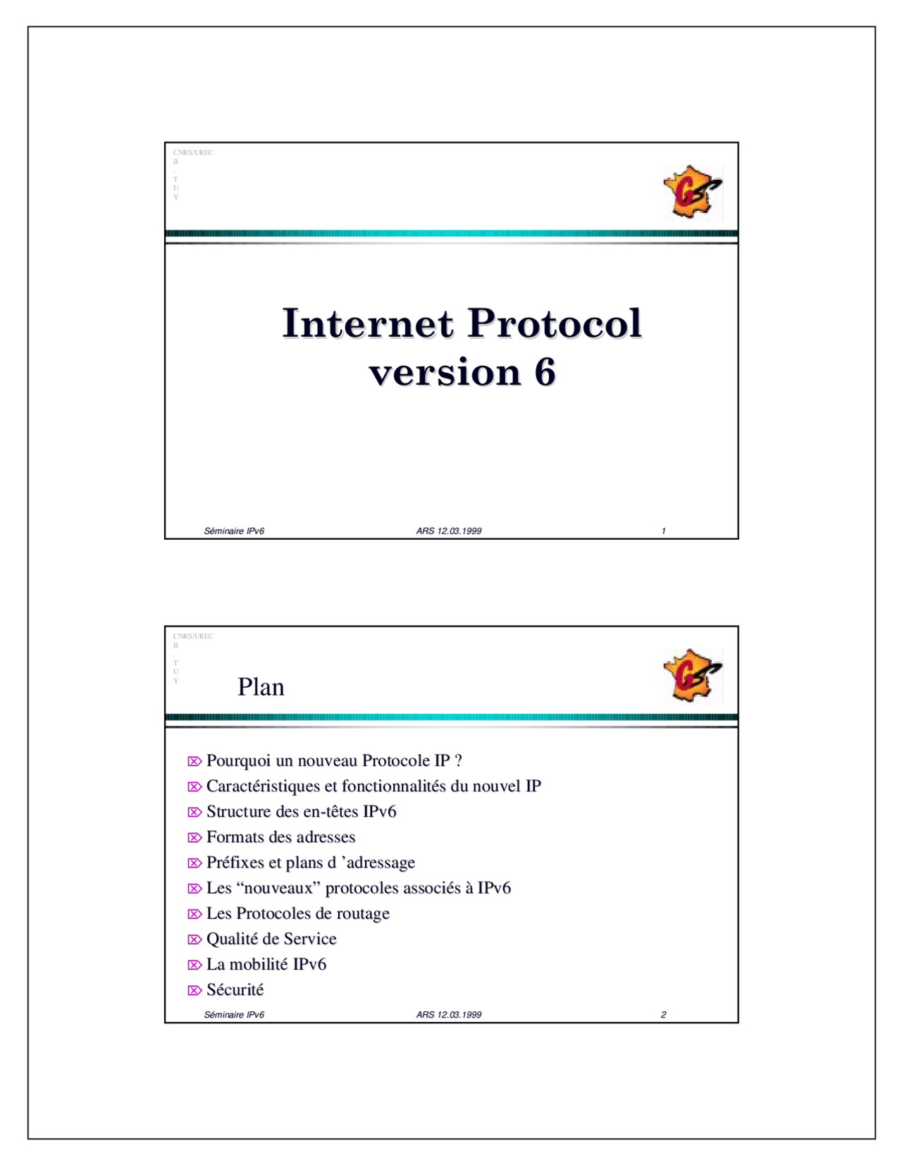 Notes Sur Internet Protocol Version 6 1° Partie Docsity