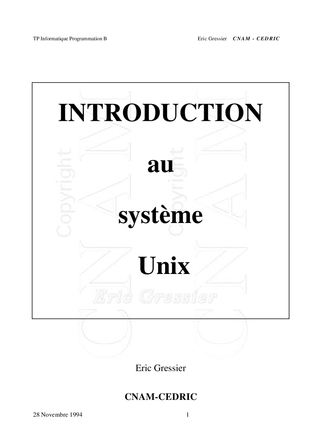 Notes Sur Lintroduction Au Système Unix 1° Partie Docsity
