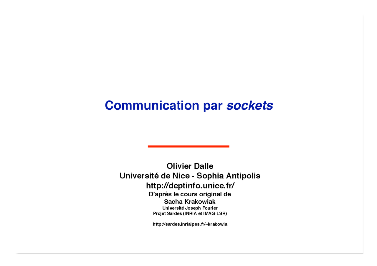 Notes Sur La Communication Par Sockets 1° Partie Docsity