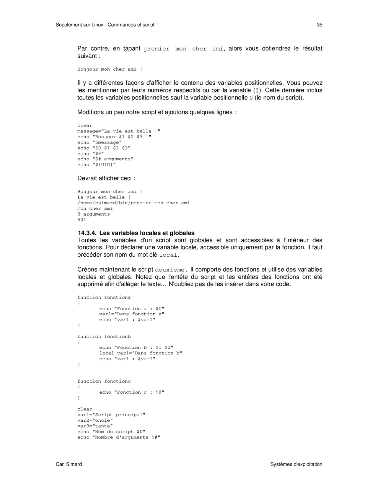 Notes Sur Le Supplément Sur Linux Commandes Et Script 3° Partie