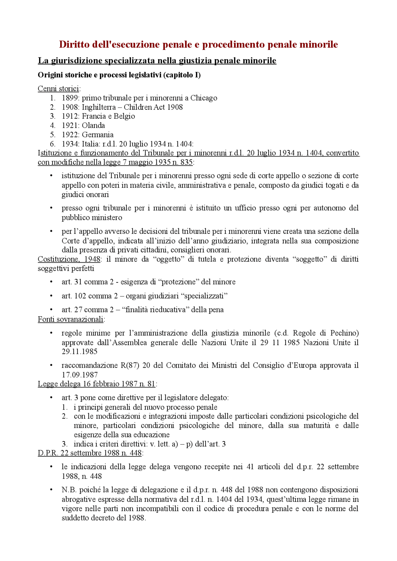 Diritto Dellesecuzione Penale E Procedimento Penale Minorile Docsity