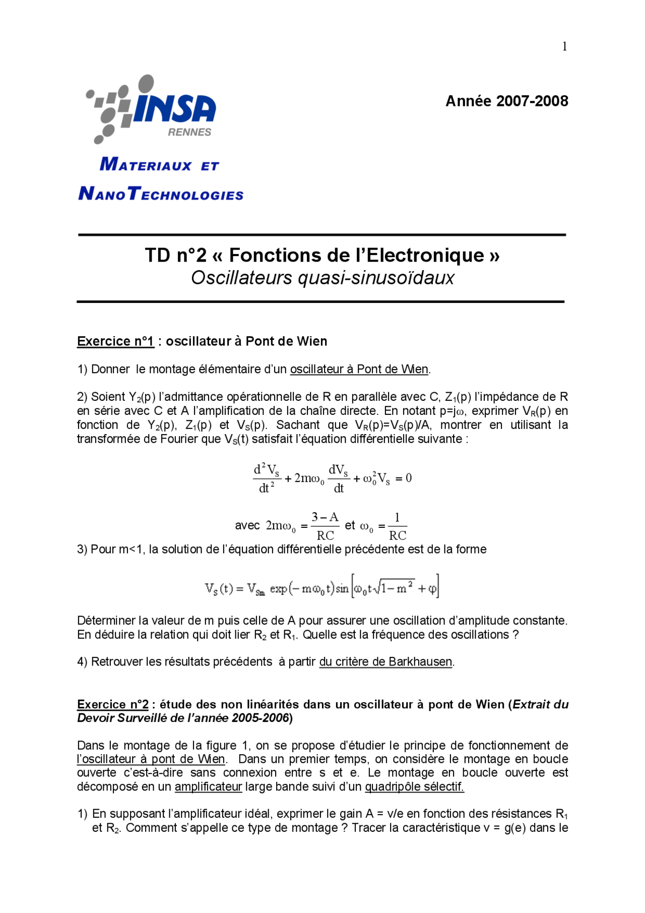 Notes Sur Les Fonctions De Lélectronique Docsity