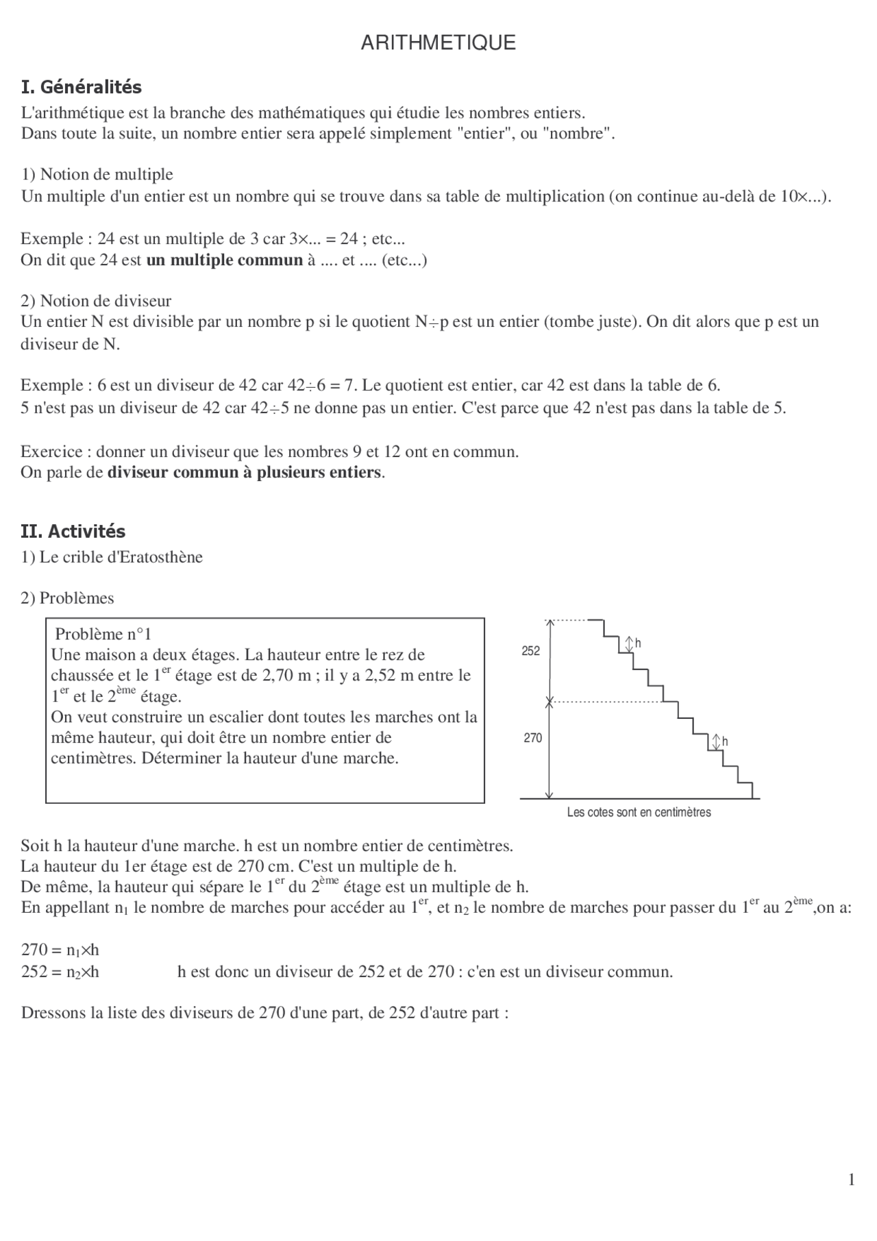 Notes Sur Le Thème De Larithmétique Docsity