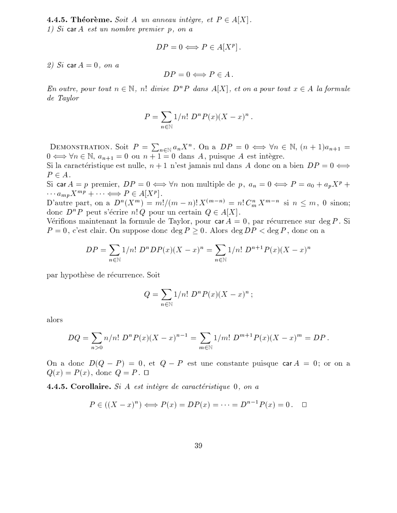 Notes Sur Les Principes Fondamentaux De Lalgèbre 2° Partie Docsity