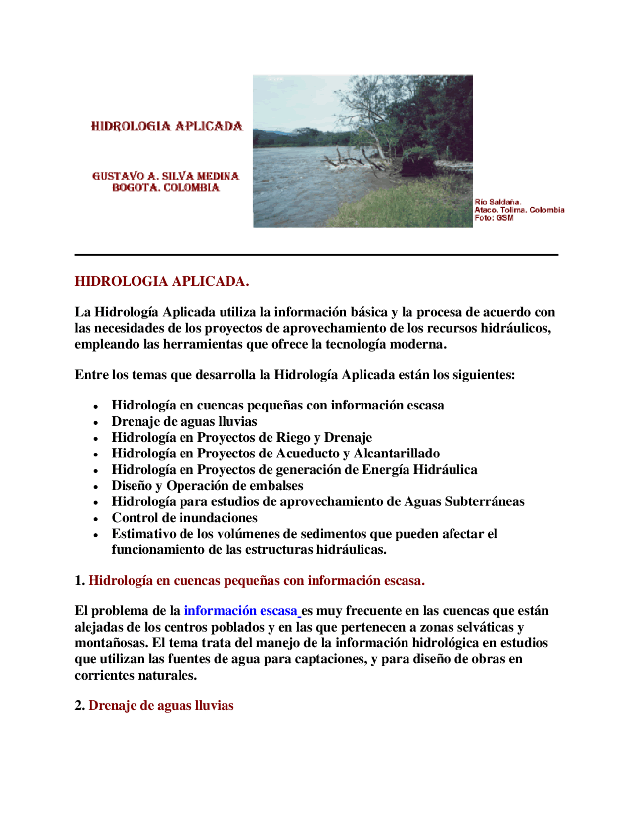 Hidrología Aplicada Apuntes De Hidráulica Docsity