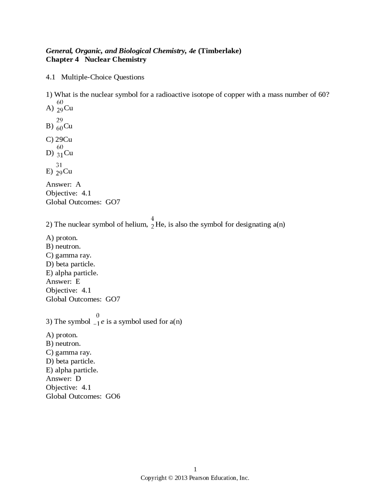 Nuclear Chemistry - Exam 4 Questions with Solutions | CHEM 1152K - Docsity