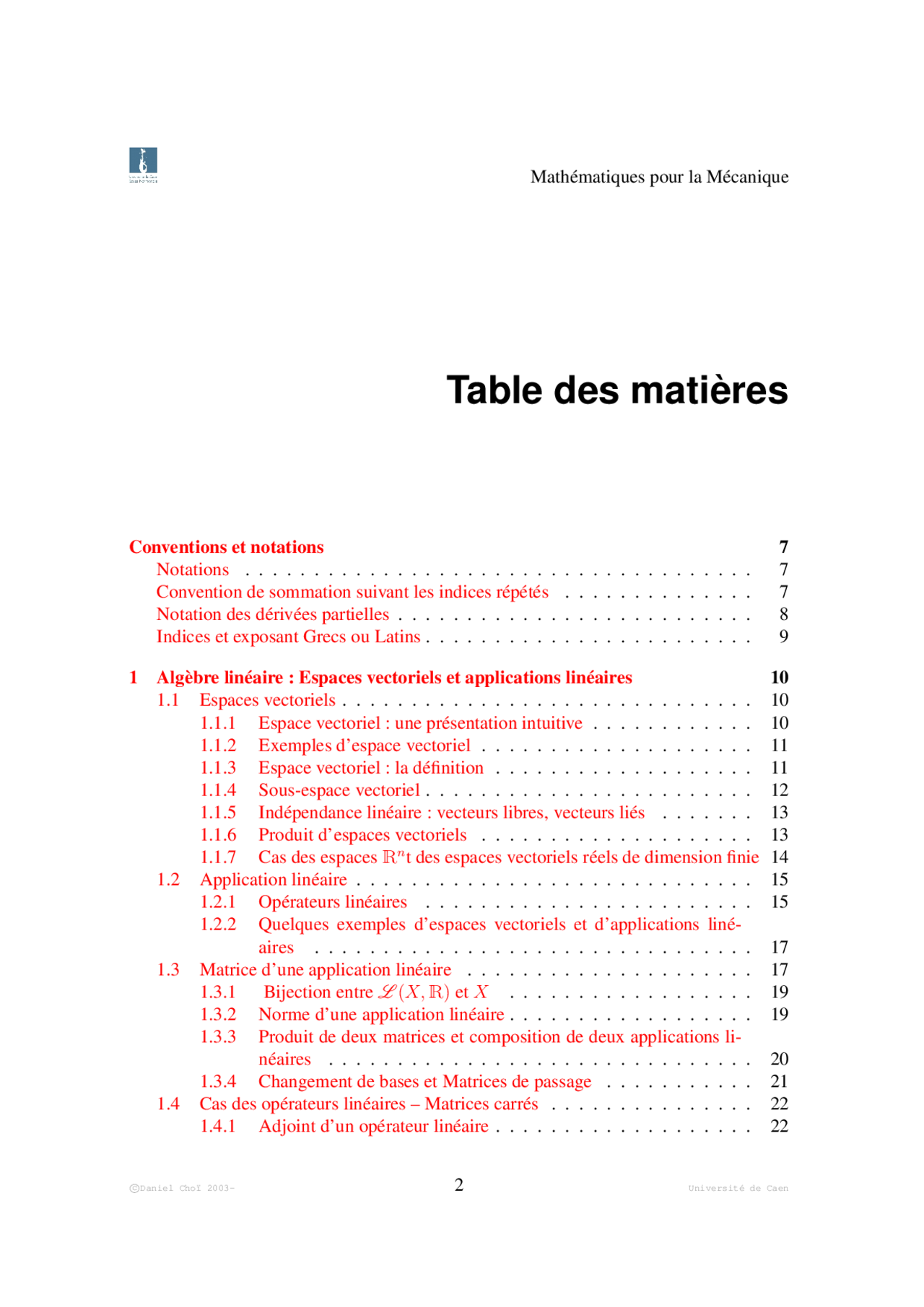 Notes Complètes Sur La Mathématiques Pour La Mécanique Docsity