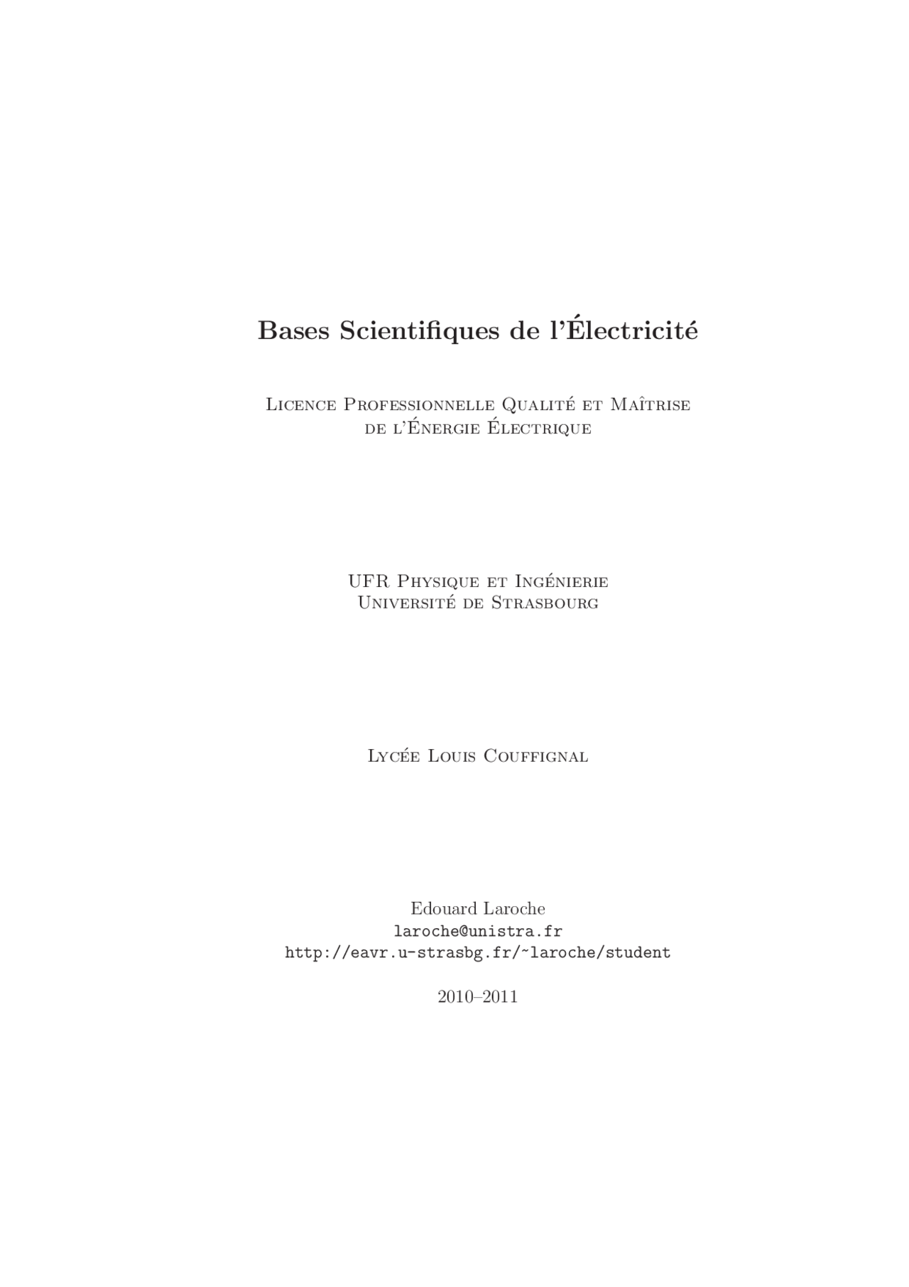 Notes Sur Les Bases Scientifiques De L´électricité 1° Partie Docsity
