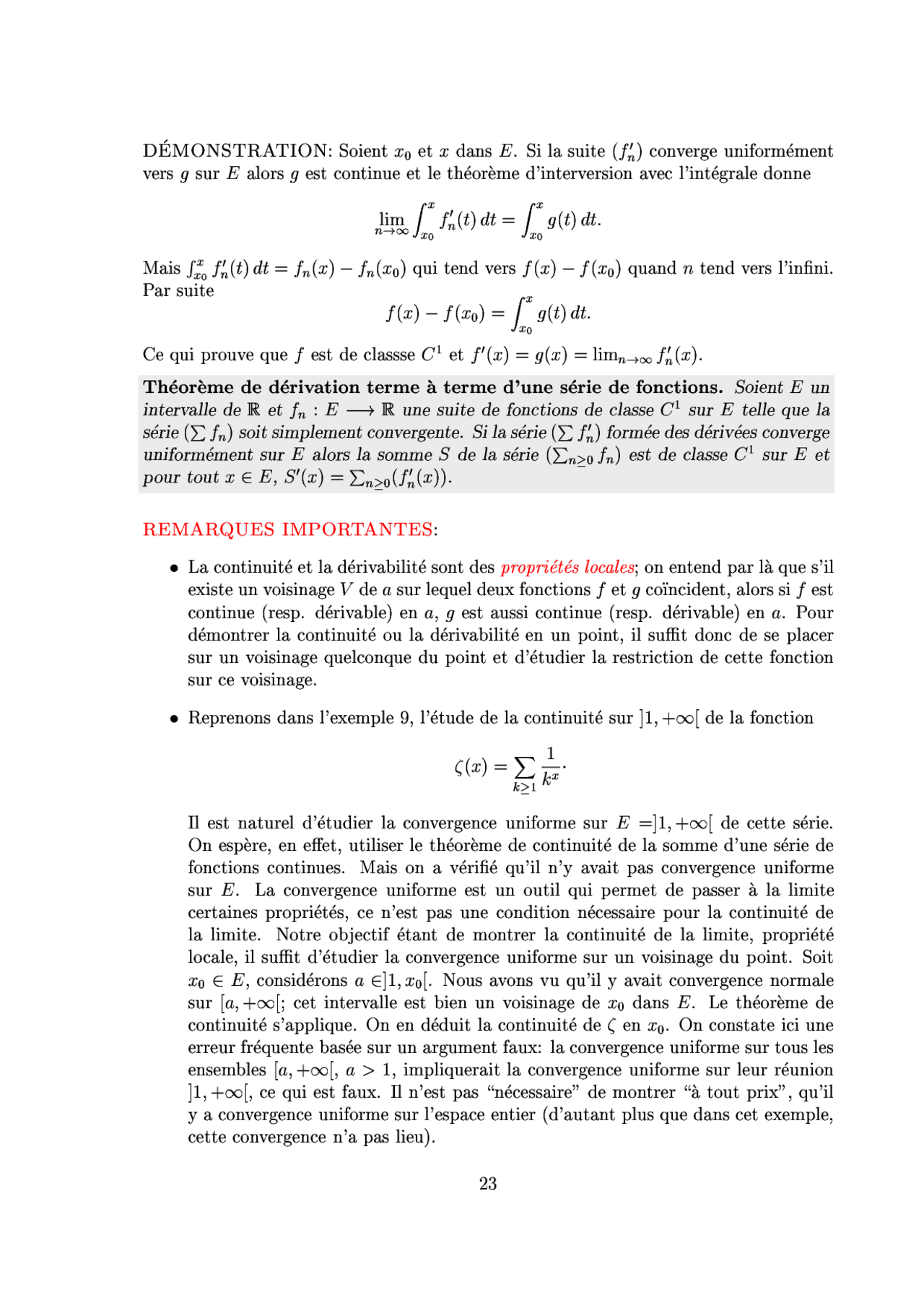 Notes Sur Les Suites Et Les Séries De Fonctions 3° Partie Docsity