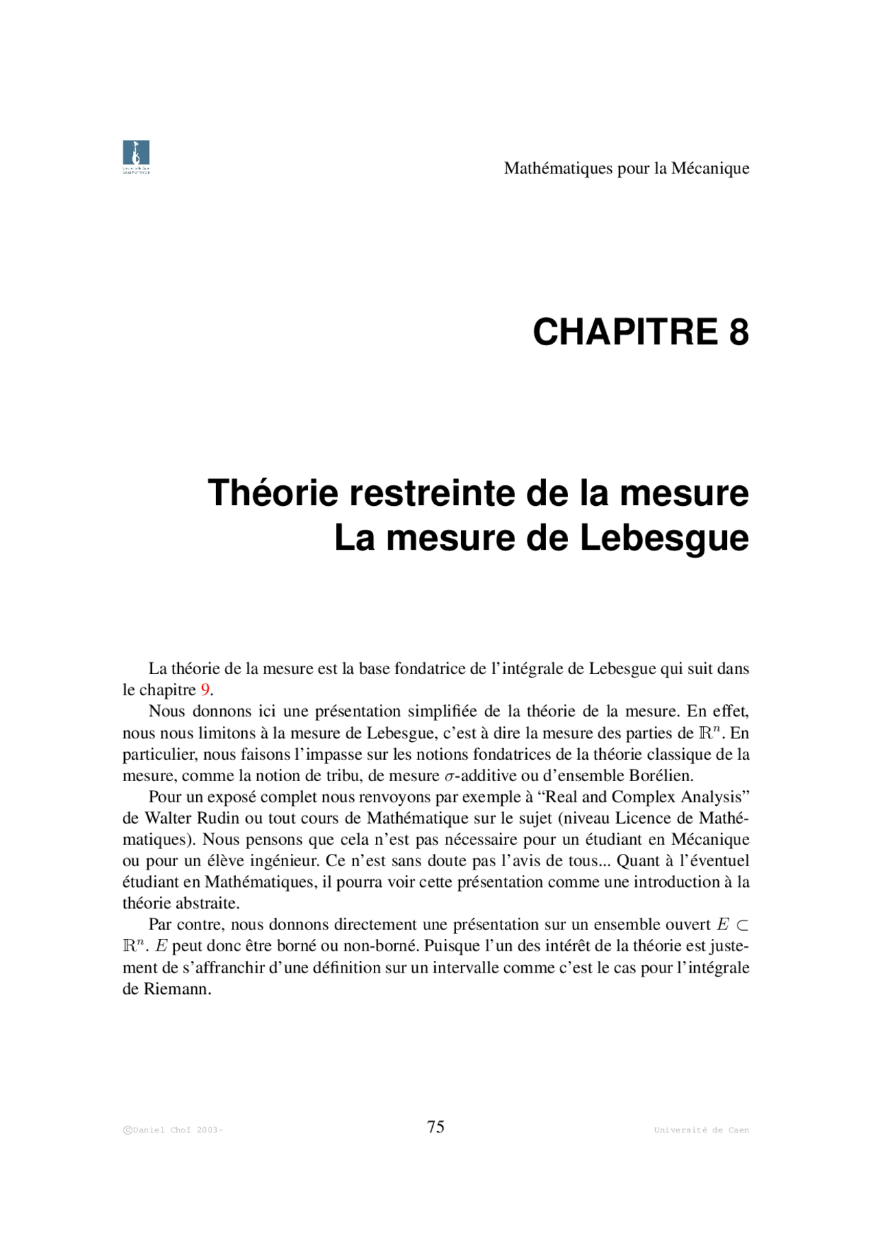 Notes Sur Les Mathématiques Pour La Mécanique 9° Partie Docsity