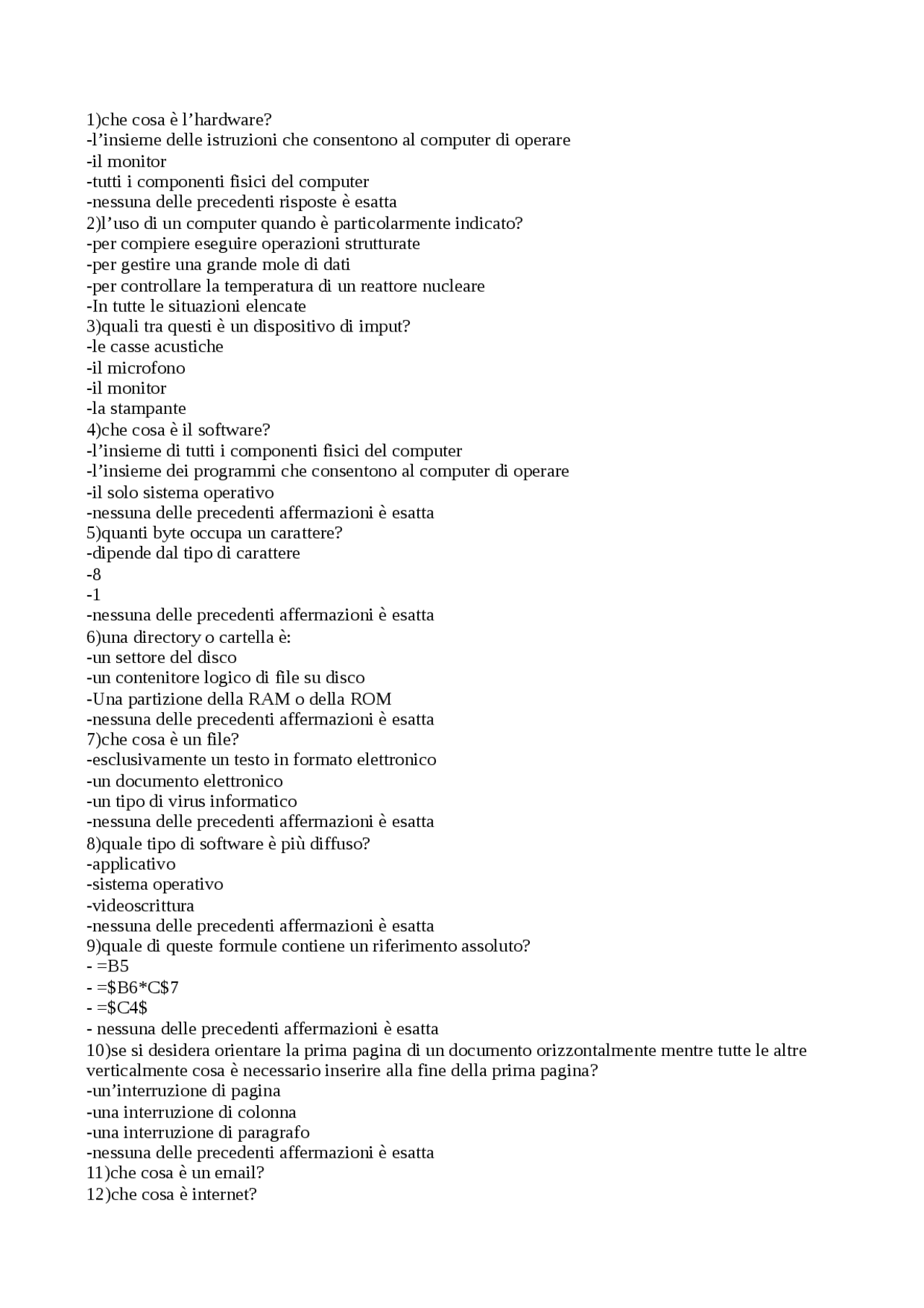 Domande informatica - Docsity