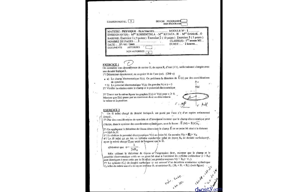 Notes Sur Le Thème De Lélectricité Docsity