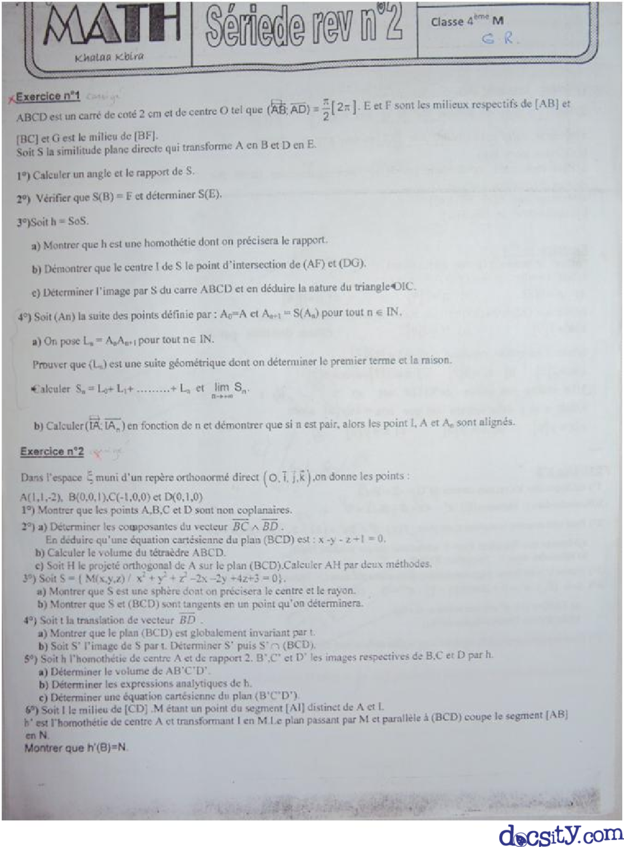 Notes De Mathématique Docsity