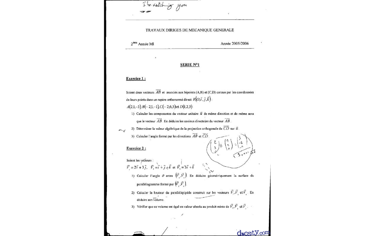 Exercices Sur Les Principes De Mécanique Générale Docsity
