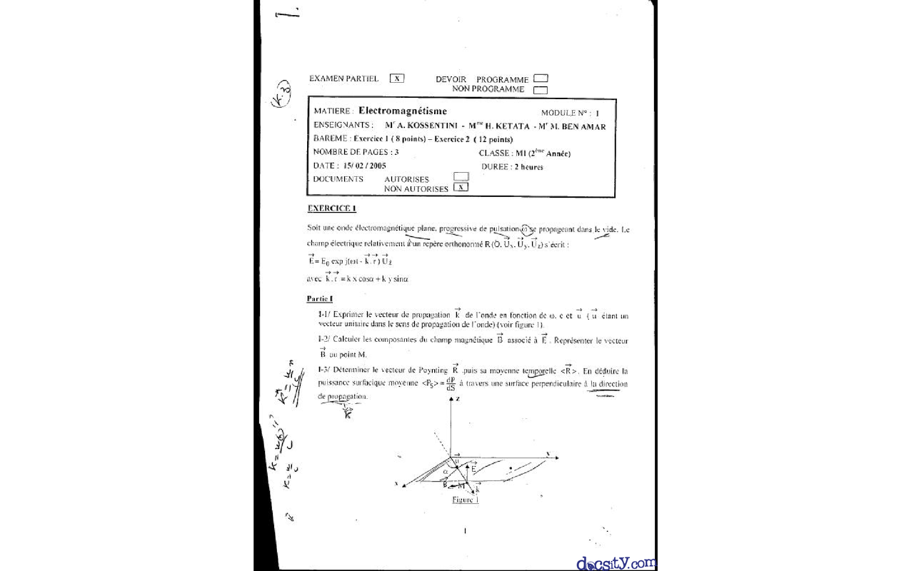 Exercices Sur Les Principes De Lélectromagnétisme Docsity