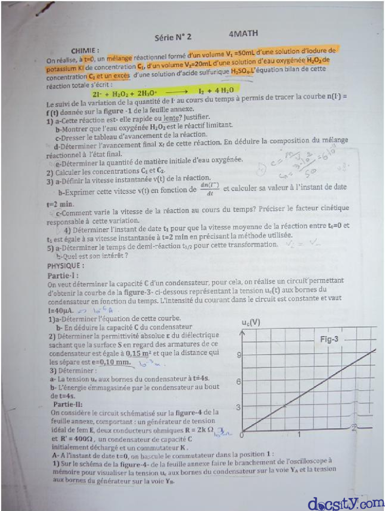 Exercices Sur Les Sciences Physiques 3 Docsity