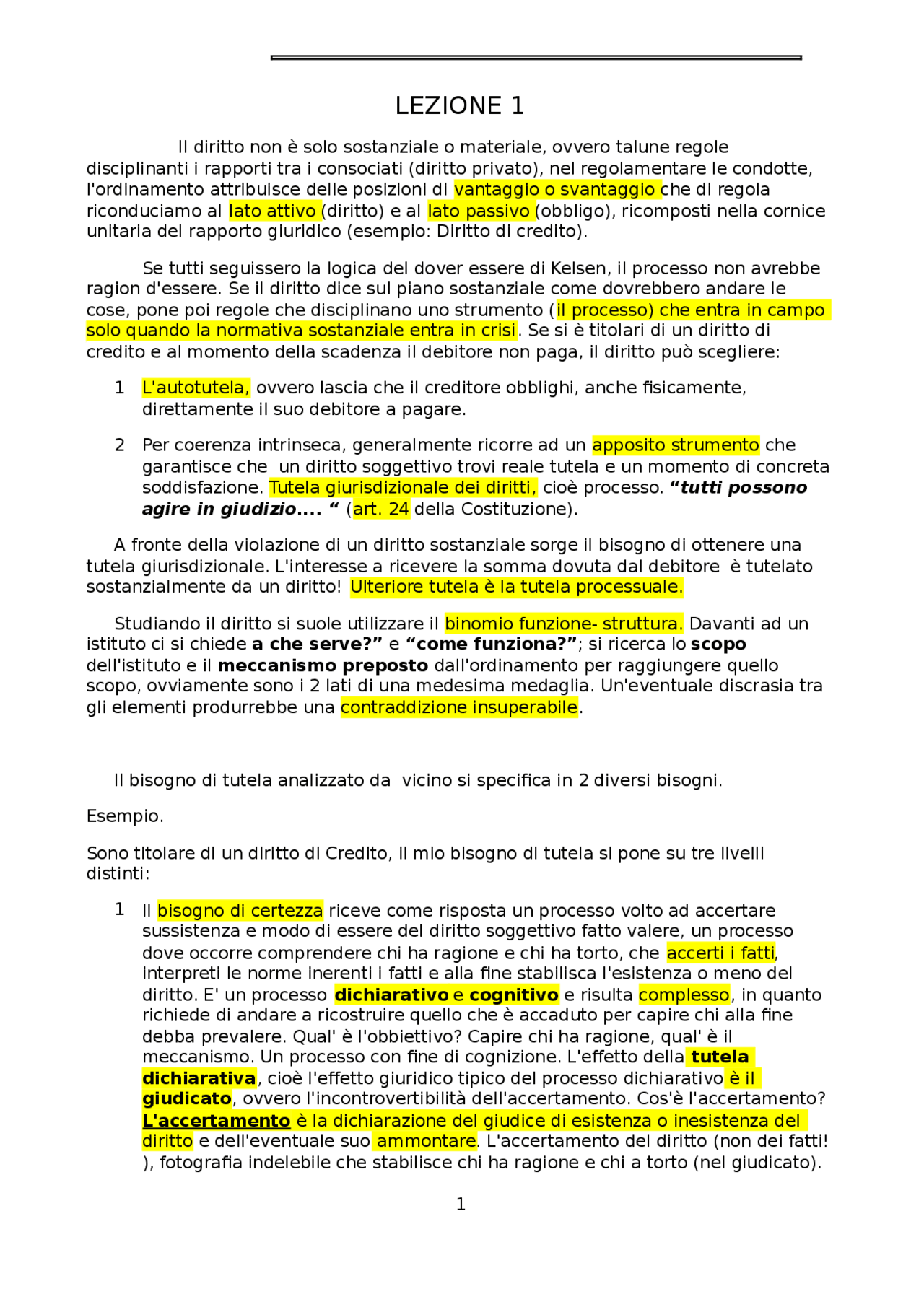 Lezione 1 Donzelli Procedura Civile 1 Docsity