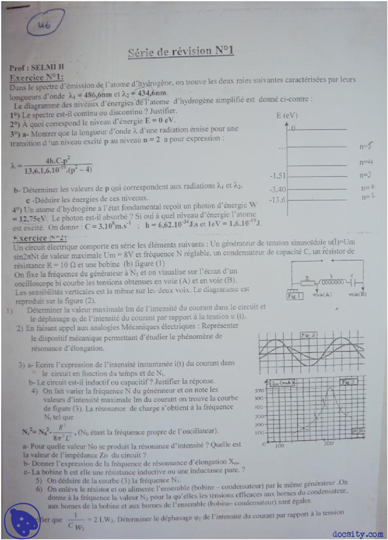 Exercices De Physique Exercices Mathématiques Docsity