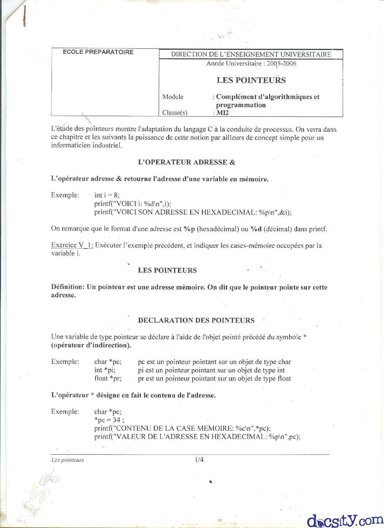 Exercices sur l'algorithmique et programmation - Docsity