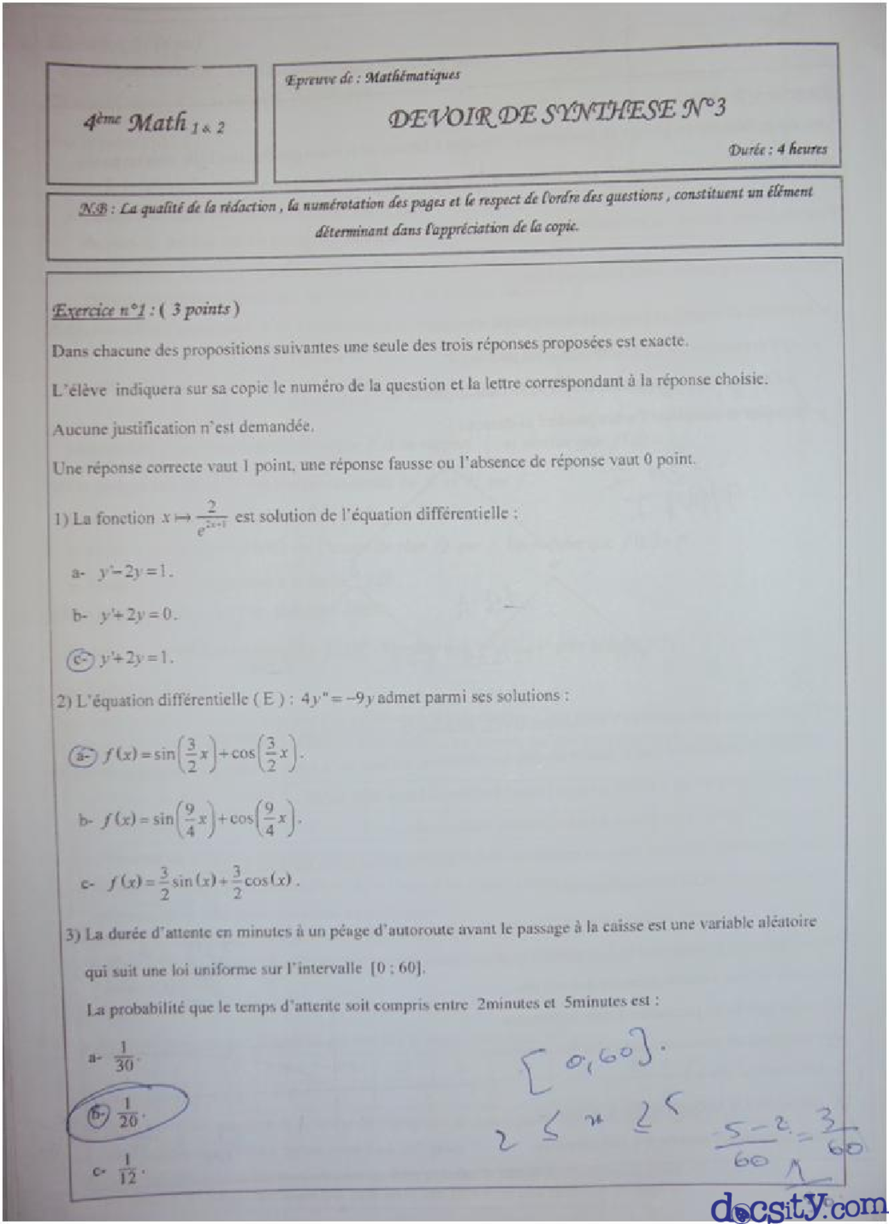 Exercices Sur Les Principes De Mathèmatique 3 Docsity