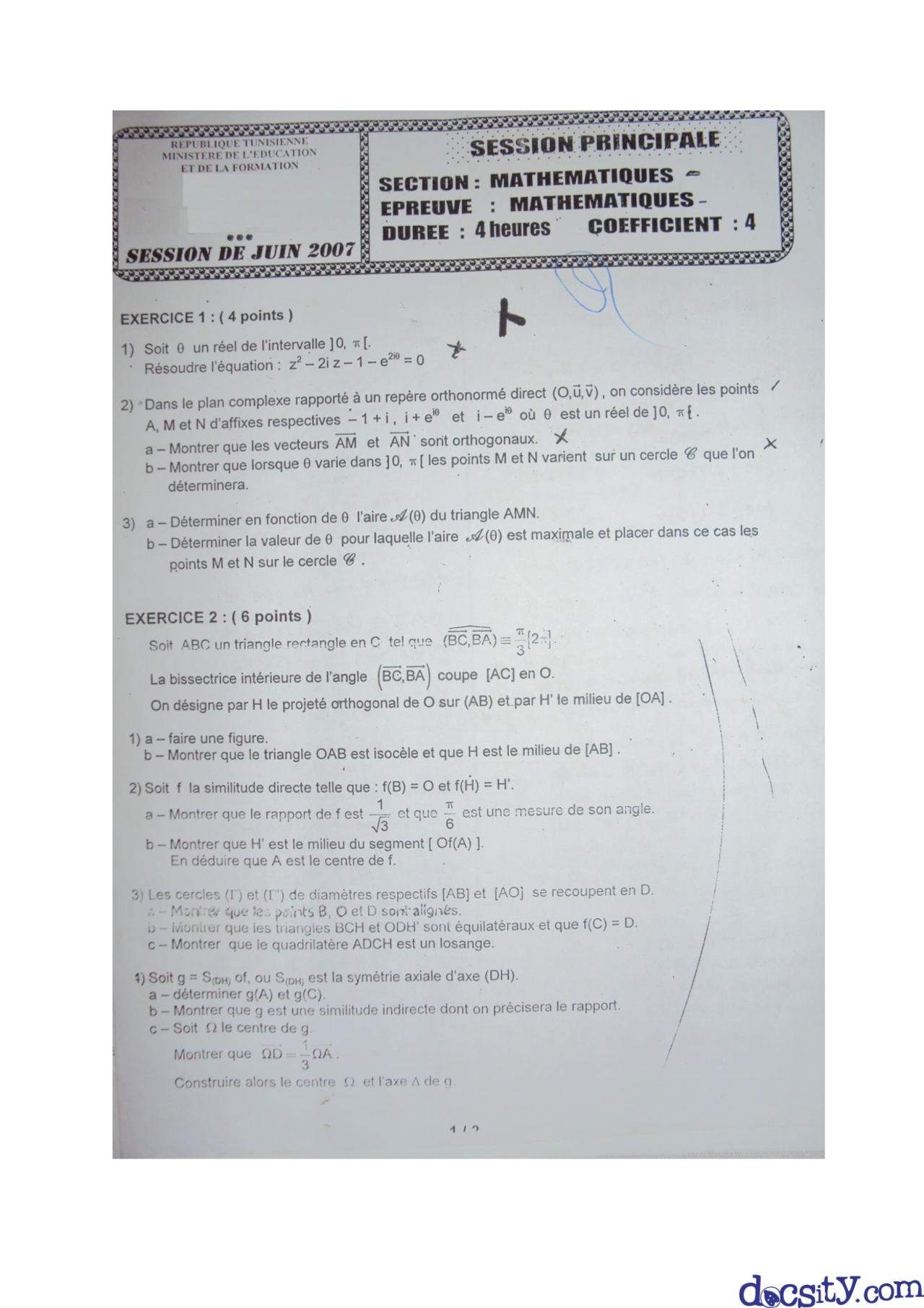 Exercices De Mathématique 3 Docsity