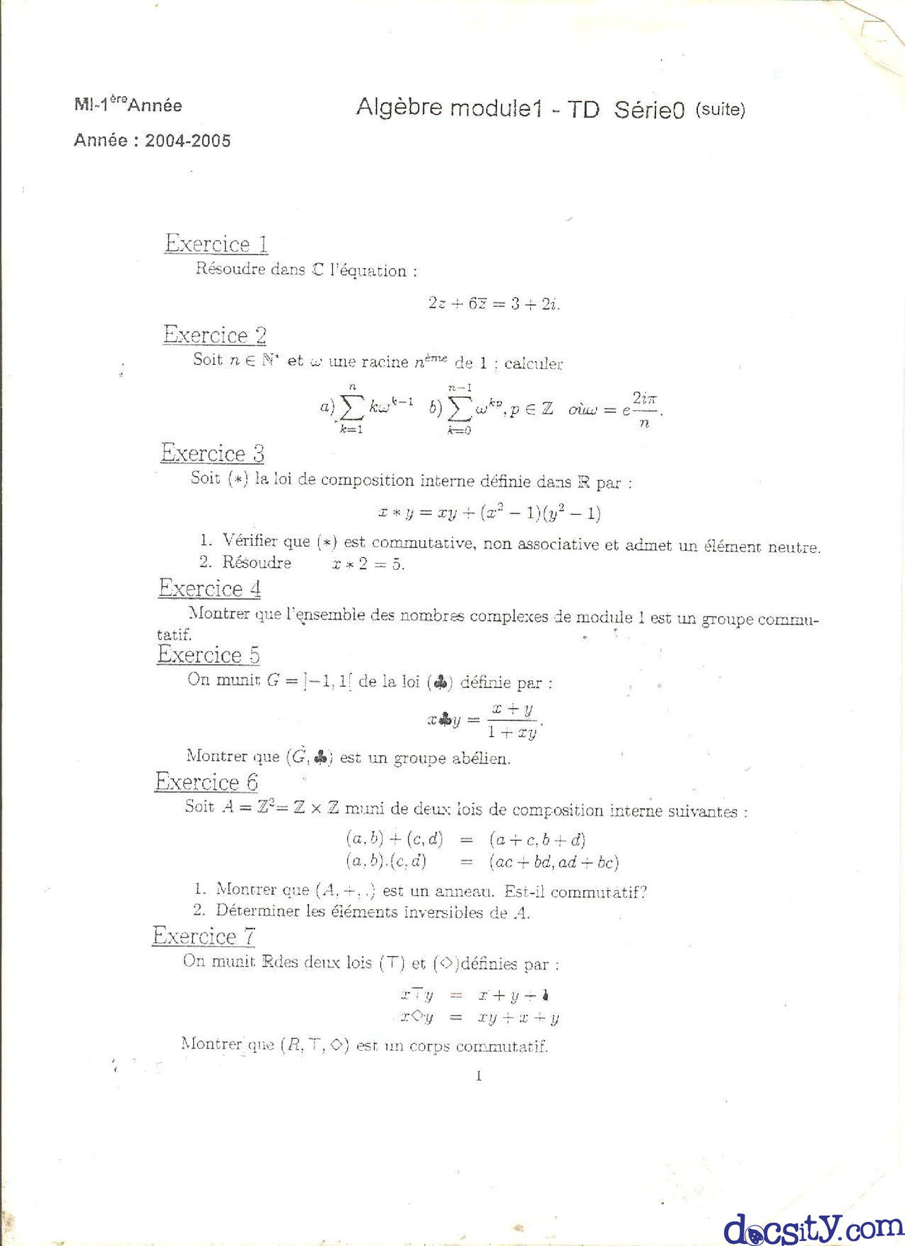Exercices Sur Les Principes De Lalgèbre 5 Docsity