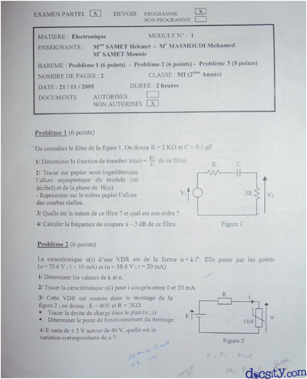Exercices Sur Les Principes De Lélectronique Docsity